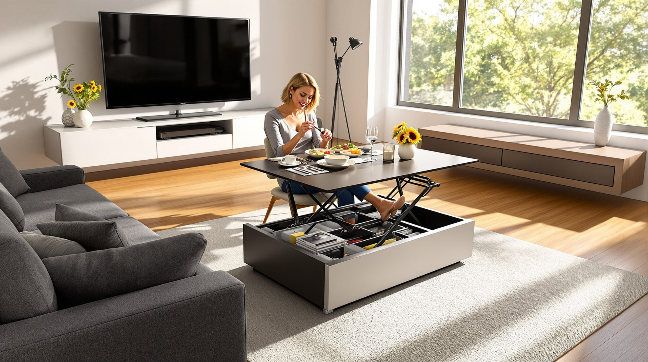 Table Basse Relevable : Confort et Praticité pour Manger Devant la Télé